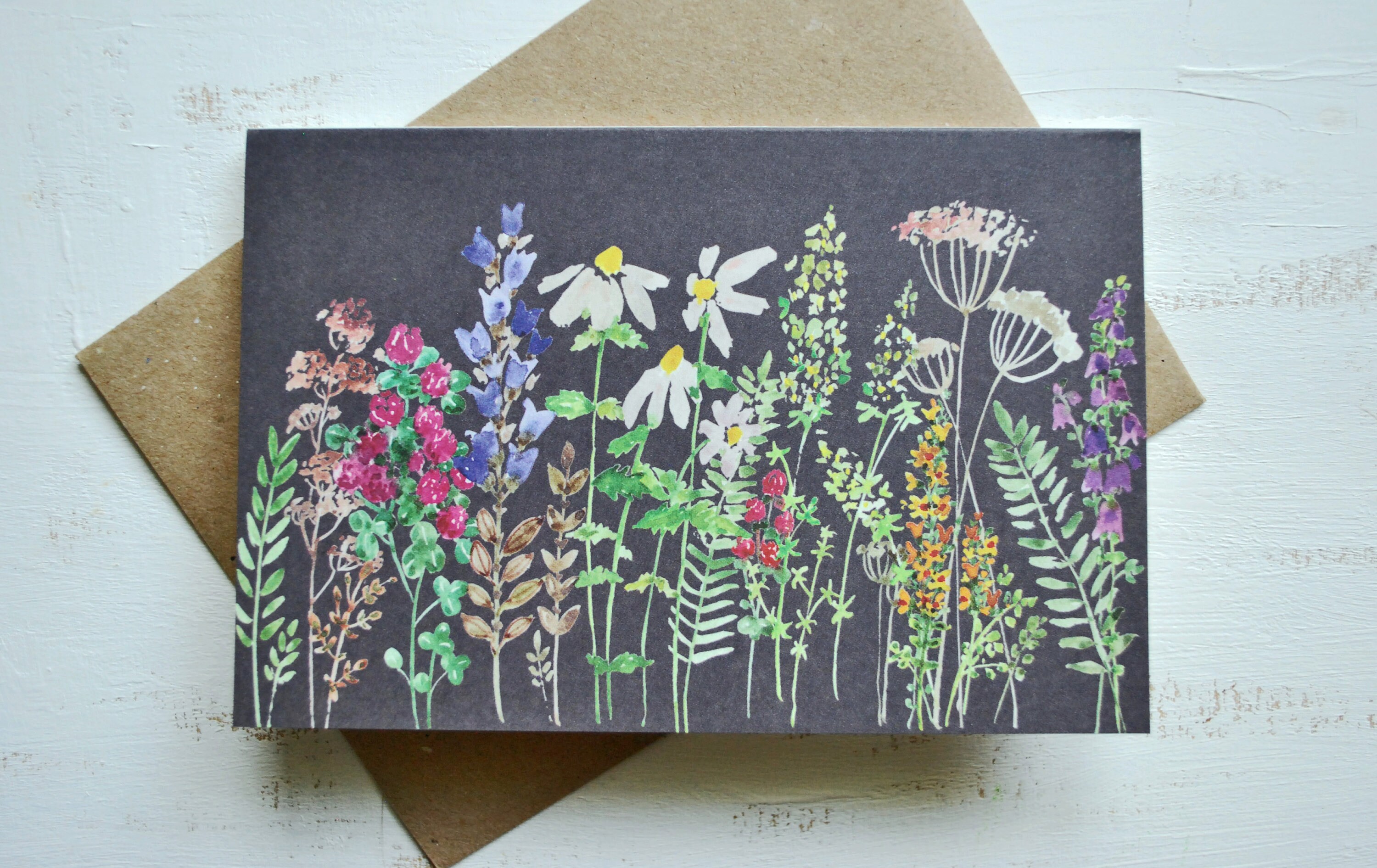 Greeting Card Birthday Card Rustic Greeting Card Floral - Etsy