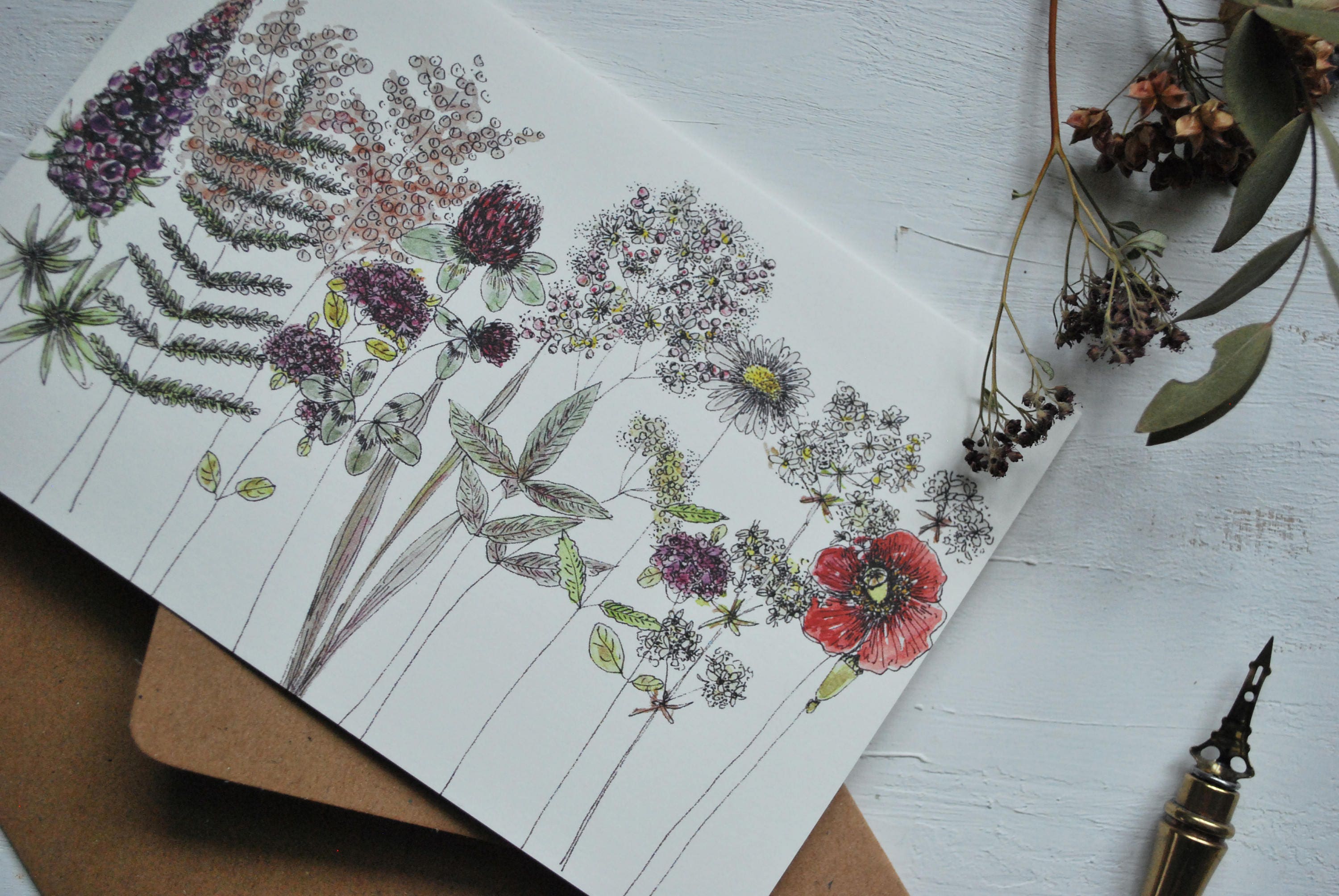 Greeting Card Birthday Card Rustic Greeting Card Floral | Etsy