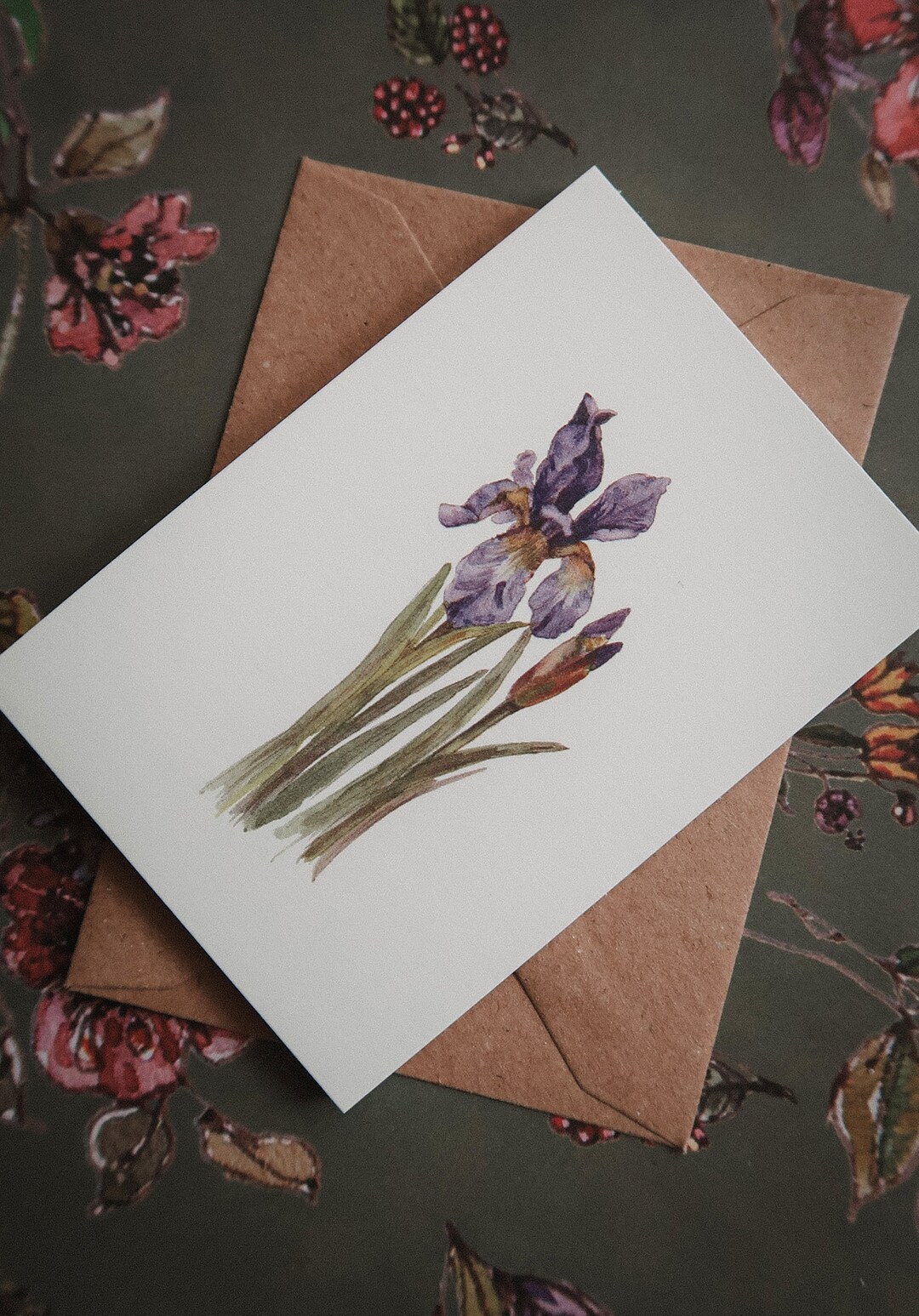 Blue Iris ,flower Art Card, Gift Tag, Botanical Art Card, Floral ...