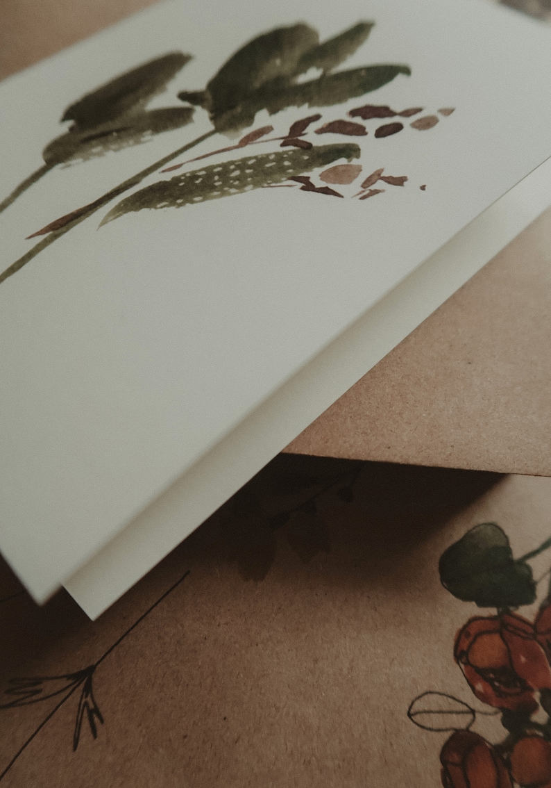 Botanical Birthday Card, Green Leaves Watercolor Print (4x6) - Etsy