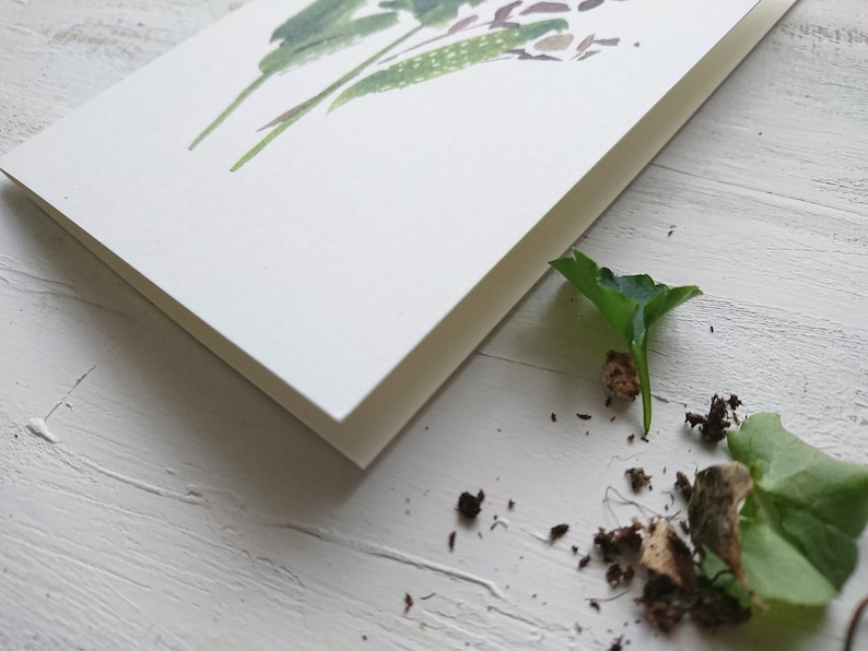 Botanical Birthday Card, Green Leaves Watercolor Print (4x6) - Etsy