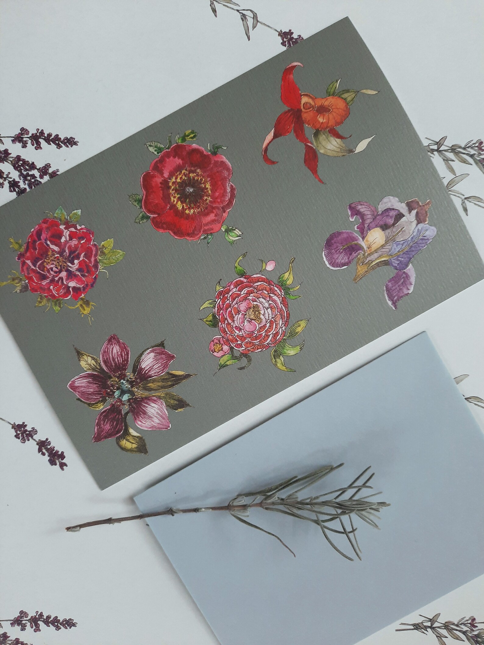 Biglietto di auguri di compleanno floreale ad acquerello, illustrazione ...