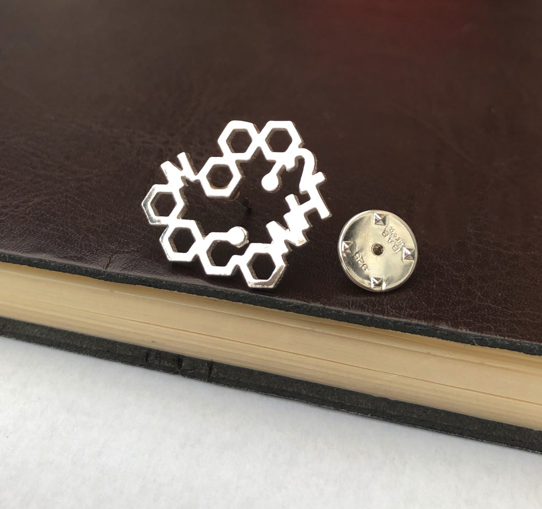 Sterling Silver Love Chemistry Pin Brooch, Geometric Heart Jewellery ...