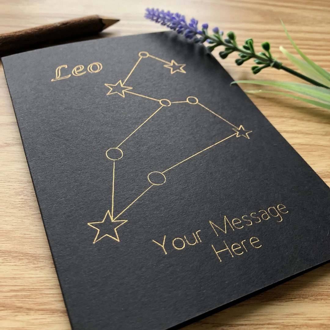 Personalised Leo Zodiac Constellations Card, Gold Foil Star Sign Card ...