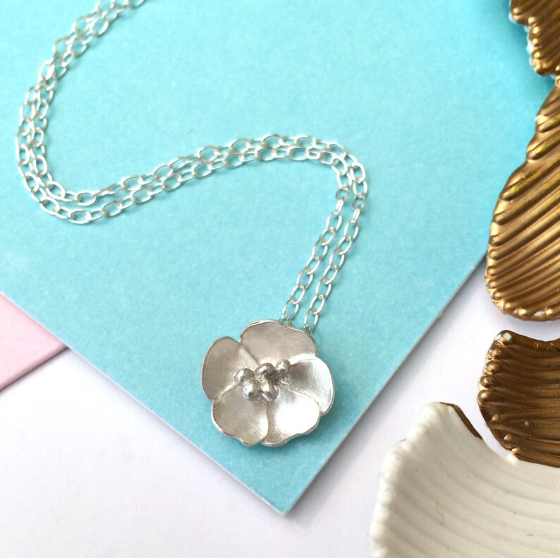 Sterling Silver Buttercup Necklace, Dainty Flower Pendant, Nature ...