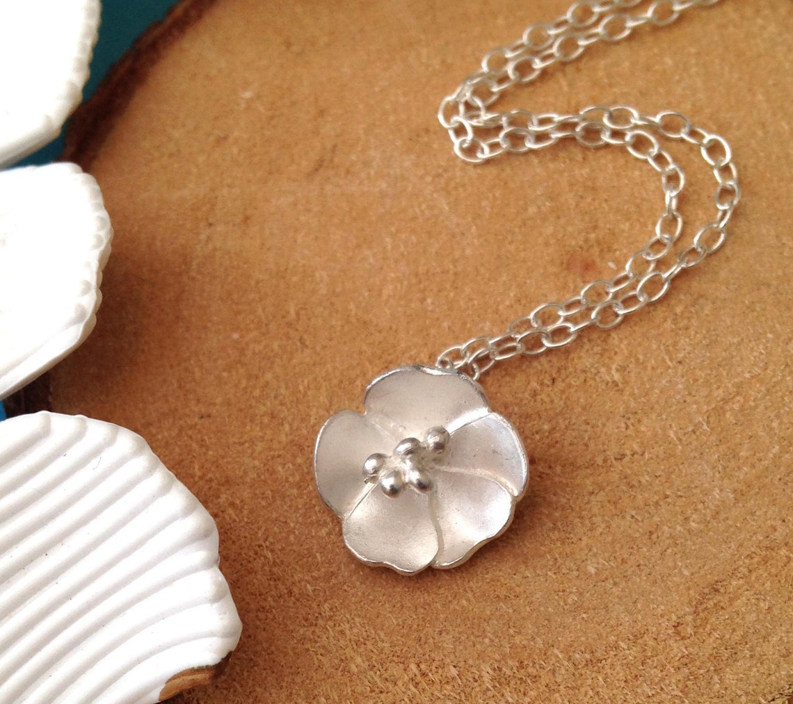 Sterling Silver Buttercup Necklace, Dainty Flower Pendant, Nature ...