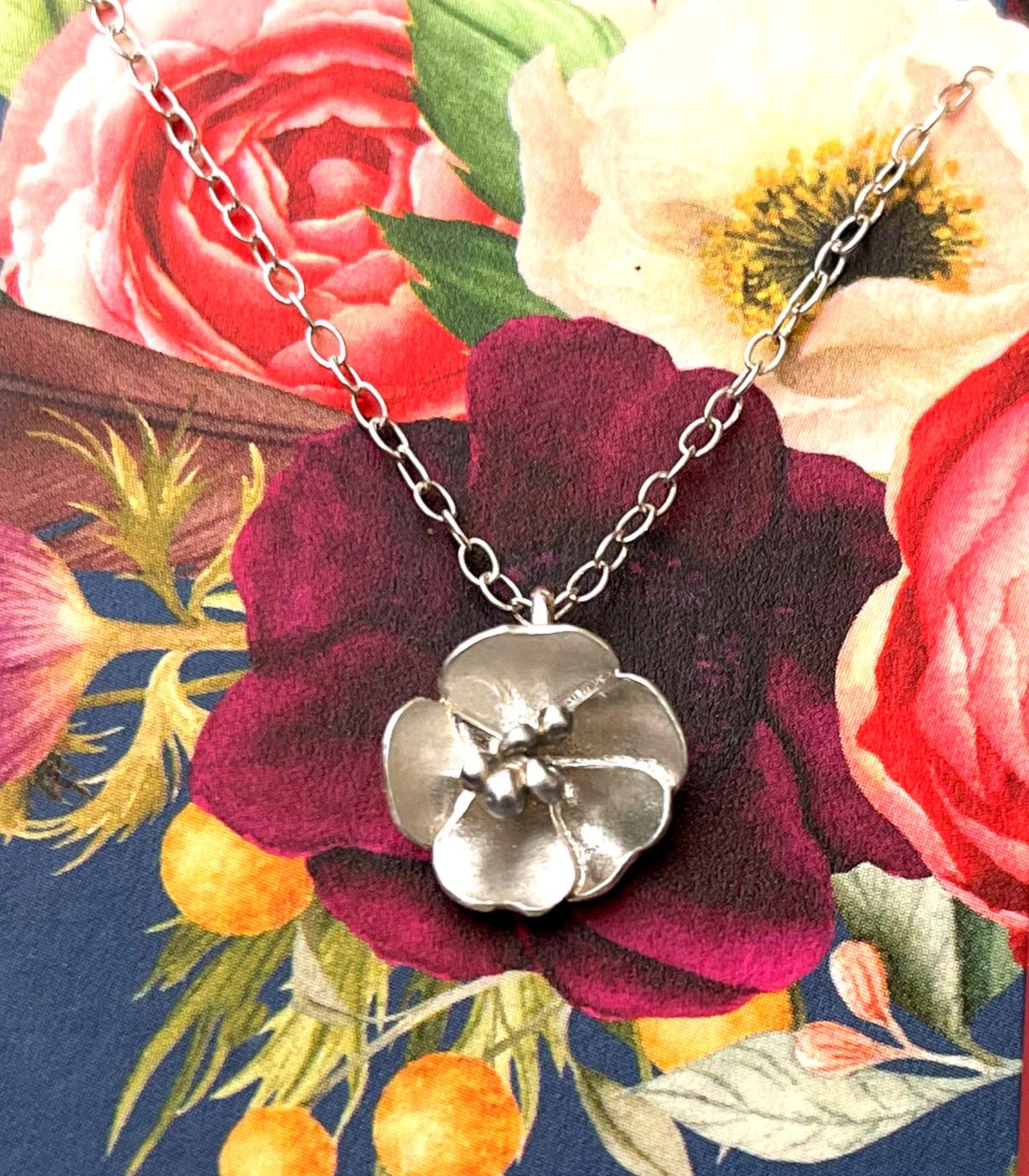 Sterling Silver Buttercup Necklace, Dainty Flower Pendant, Nature ...