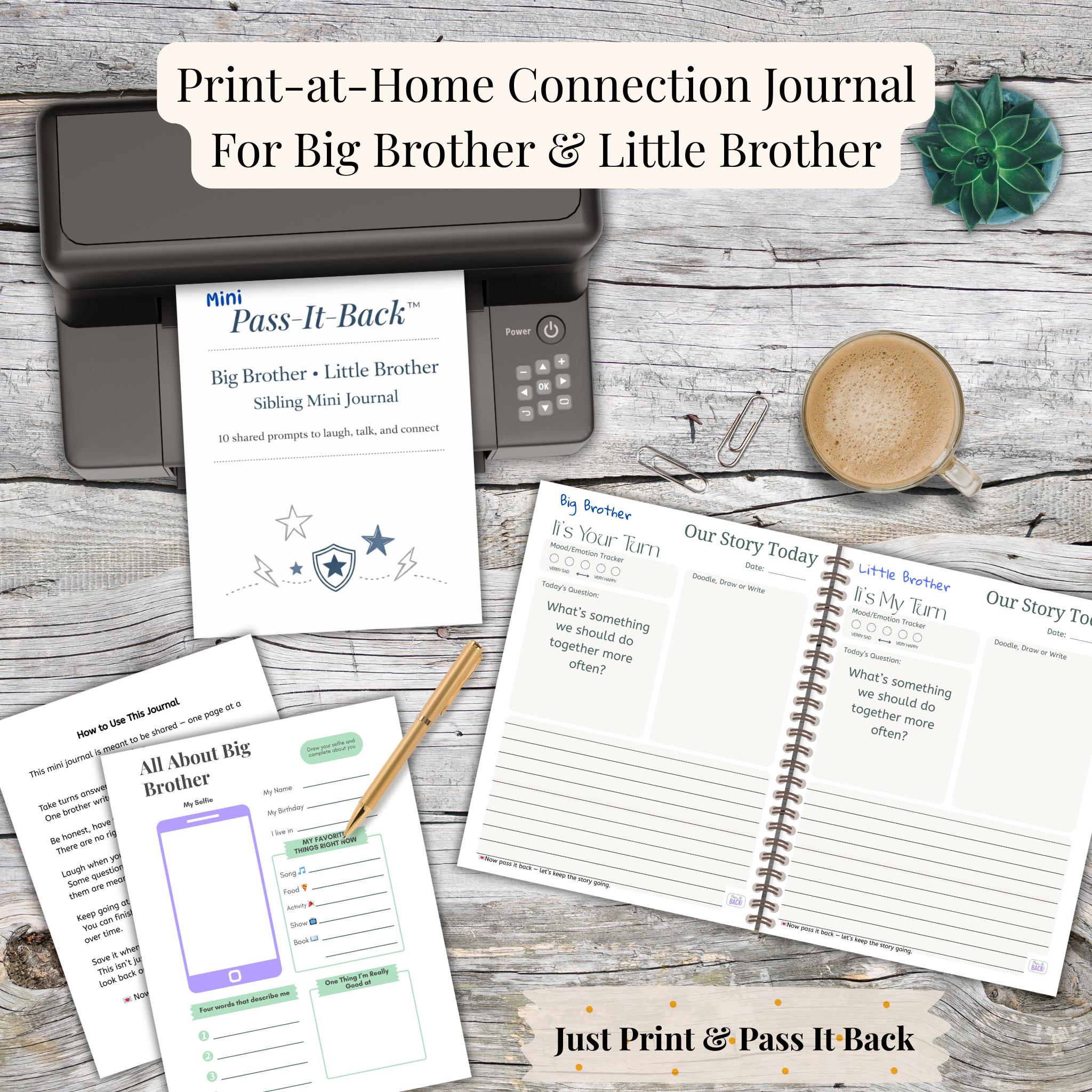 Printable Big Brother Little Brother Journal – Kids Sibling Activity ...