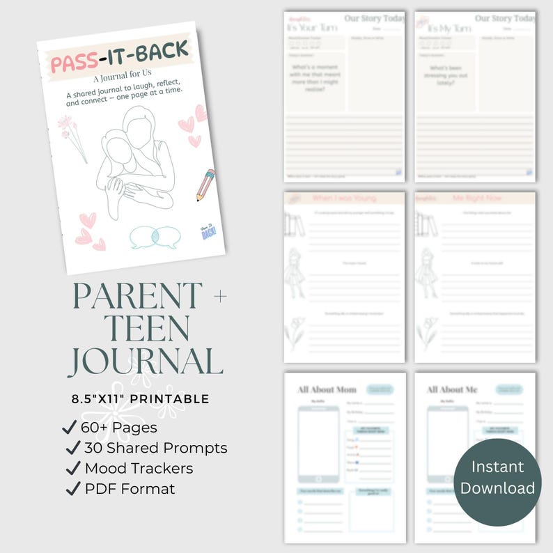 Mother Daughter Journal: Teen Prompts, Pass-it-back Style (printable ...
