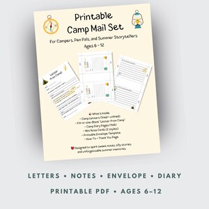 Printable Camp Mail Set for Kids | Letters, Notes & Diary Pages ...
