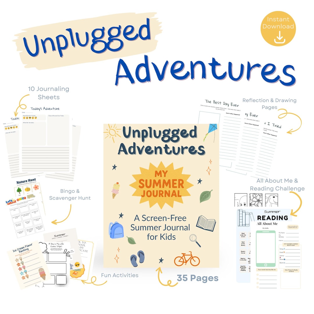 Printable Summer Kids Journal – Screen-free Activity Book, Bingo ...