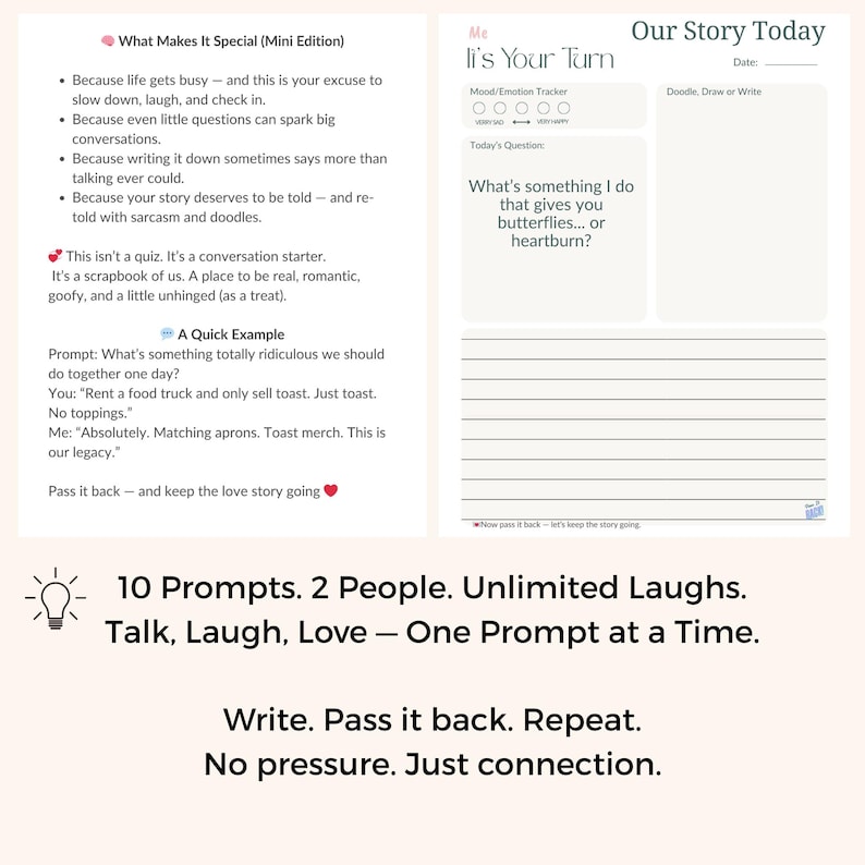 Couples Mini Journal: Printable Pass-it-back Prompts for Love ...