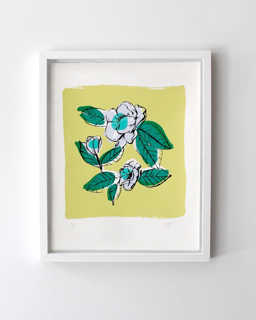 Magnolia Print Lime Limited Edition Screen Print - Etsy