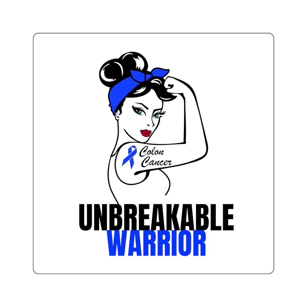 Colon Cancer Square Sticker. Unbreakable Warrior Colon Cancer Sticker ...