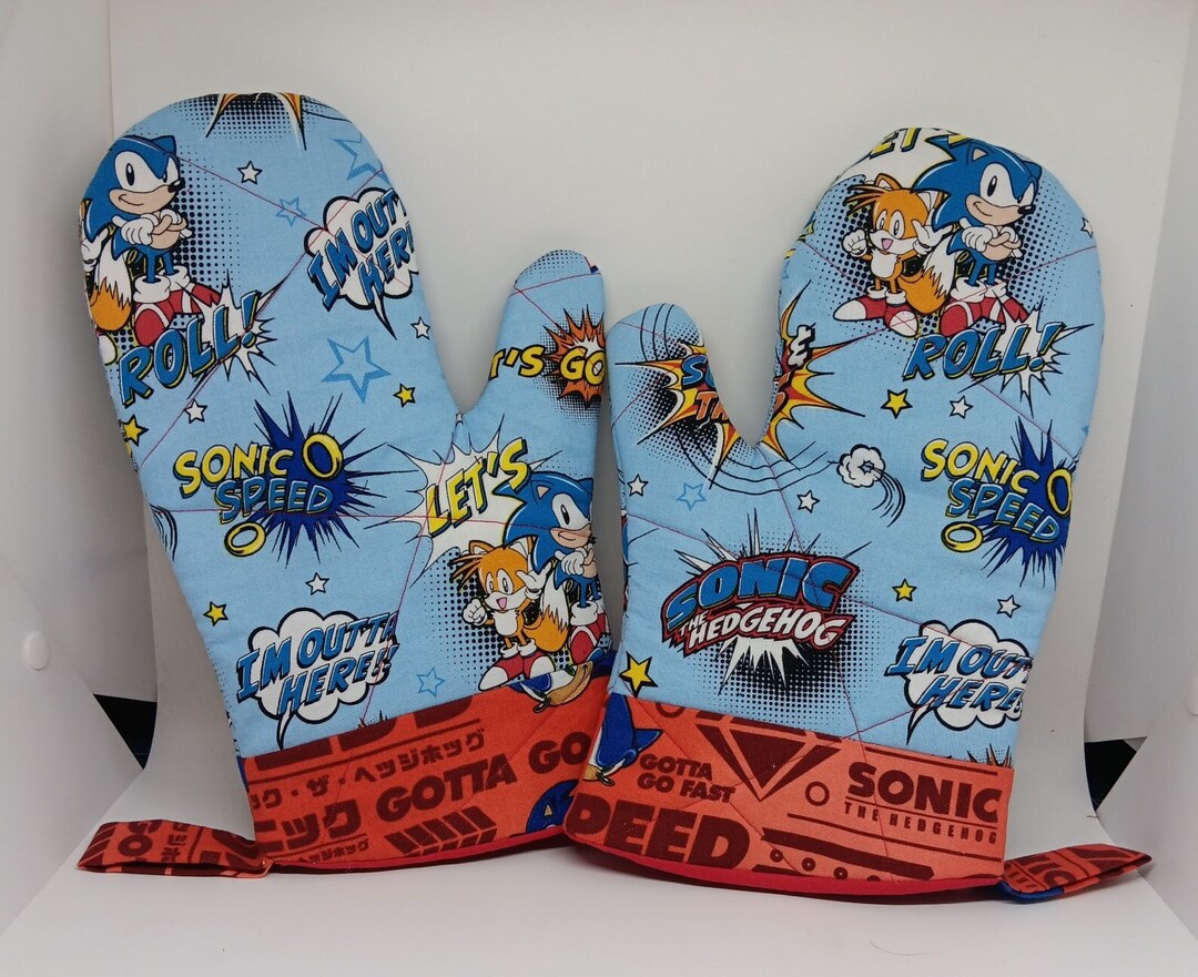 Sonic the Hedgehog Oven Mitt Set FREE SHIPPING - Etsy