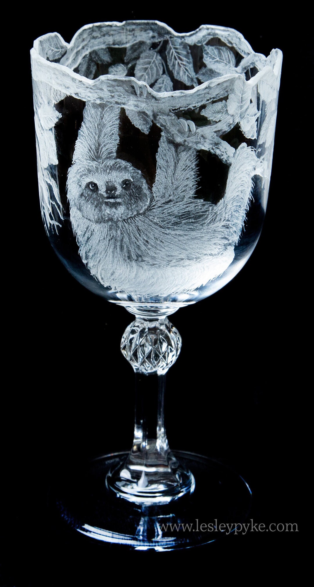 Sloth and Branches Hand Engraved / Carved on Crystal Port / Sherry ...
