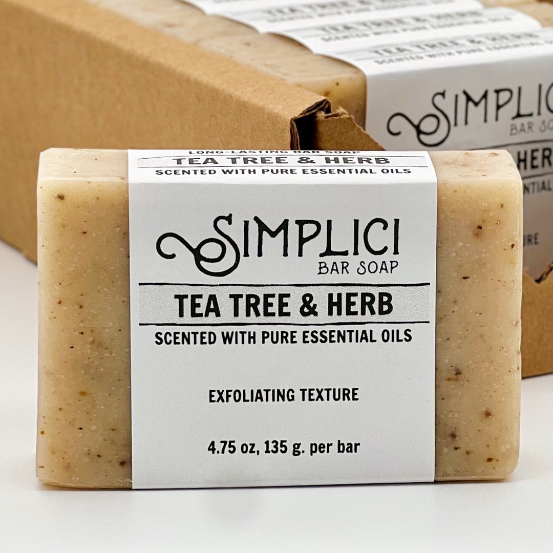 Tea Tree Herb Bar Soap: Natural Exfoliating Essential Oils, Palm Free ...