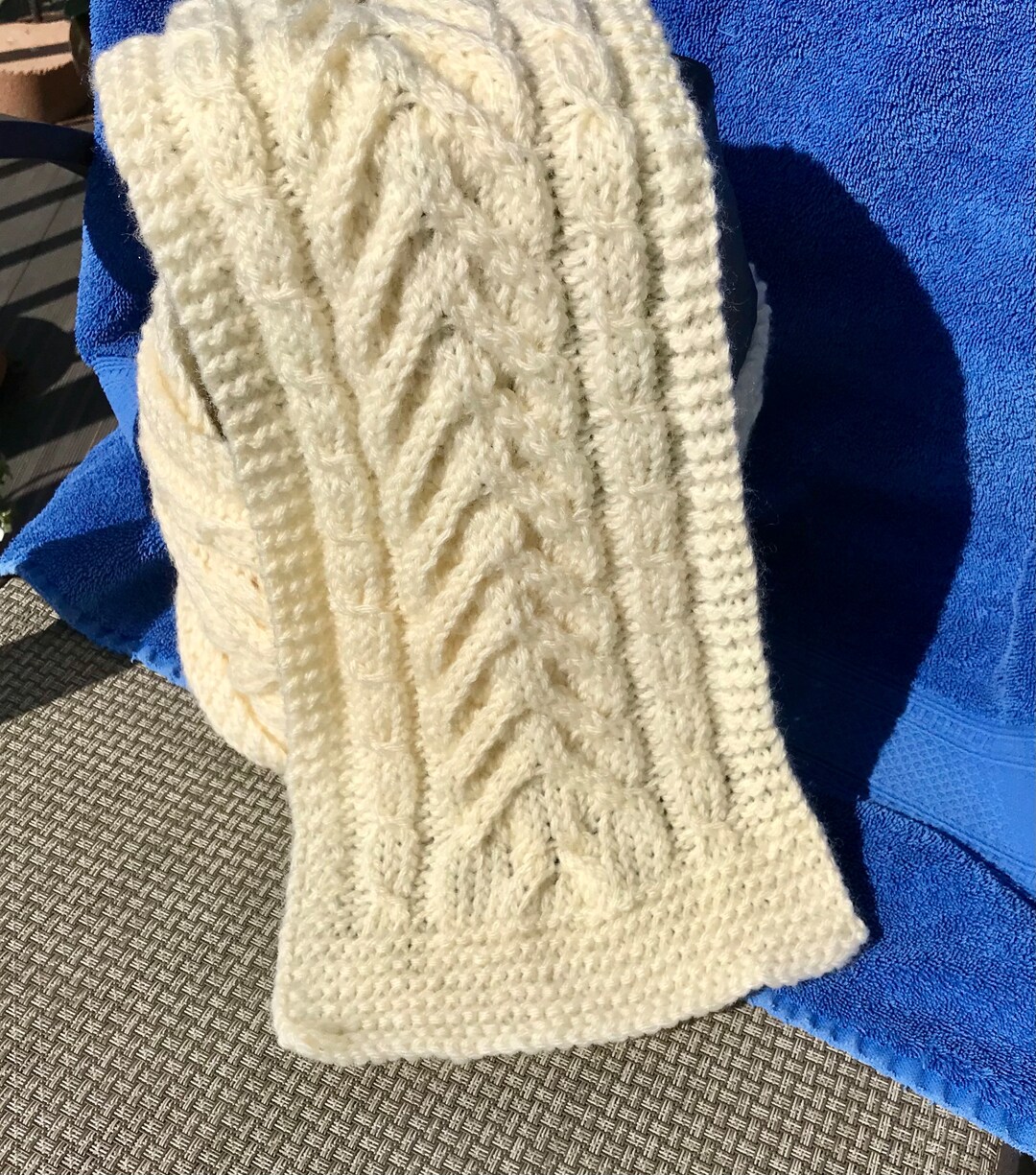 Cream Cable Knit Scarf, Ivory Chunky Knit Scarf, Aran Cable Pattern ...