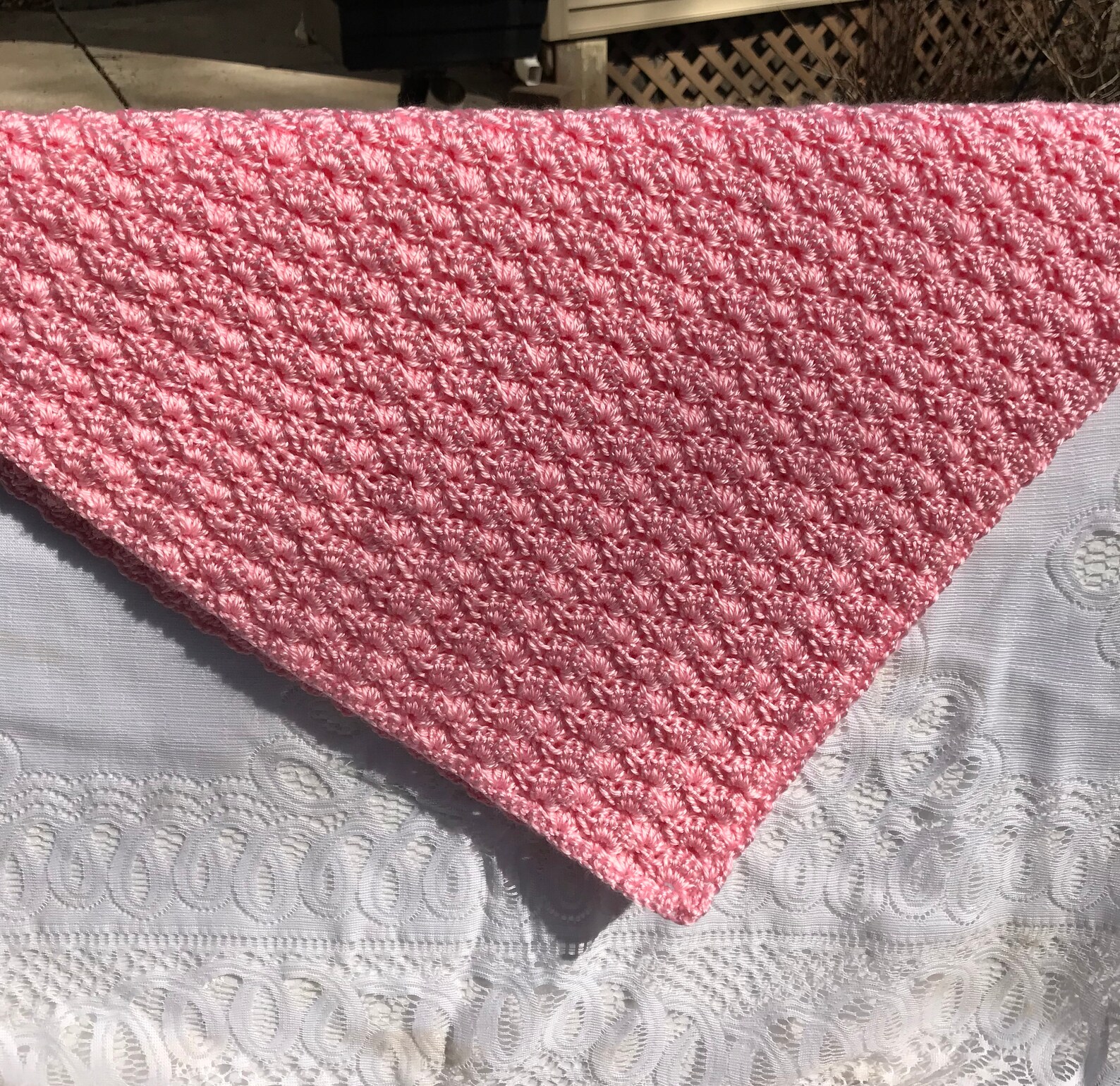 Pink Crochet Baby Blanket, Shell Stitch Blanket, Girl's Baby Blanket ...