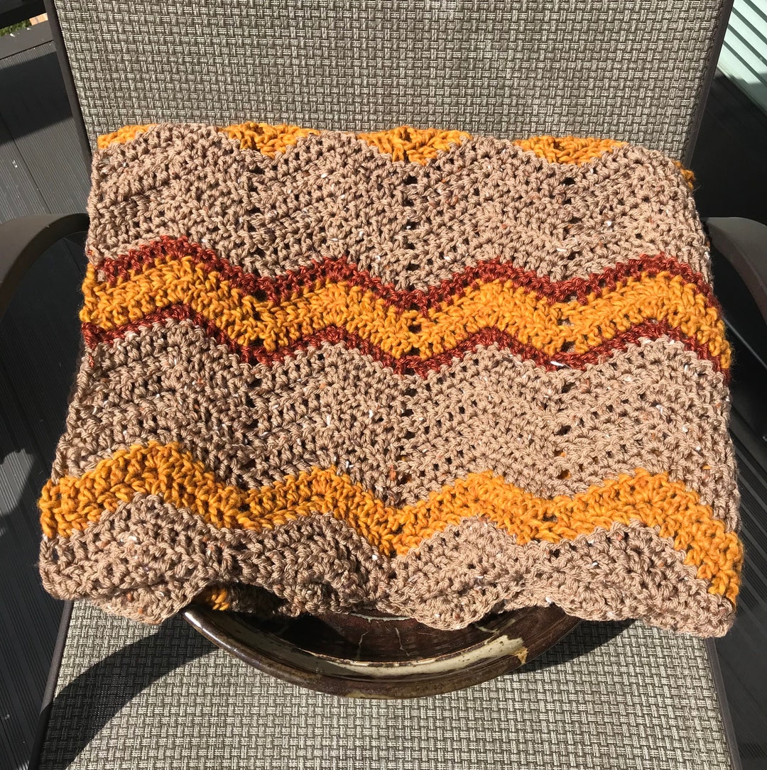 Chevron Crochet Afghan. Beautiful Fall Color Afghan. Warm Acrylic ...