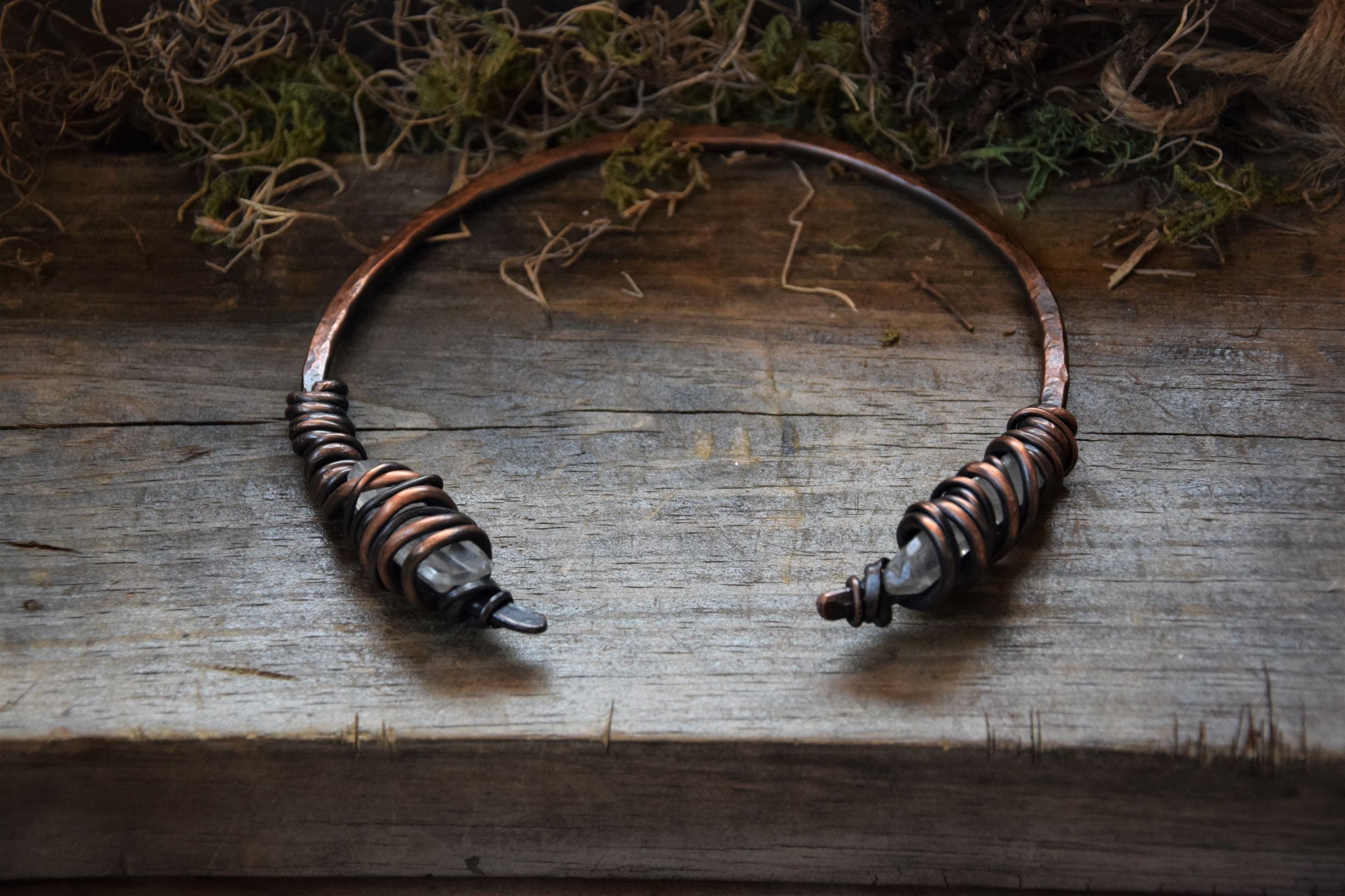 Quartz Point & Copper Neck Cuff