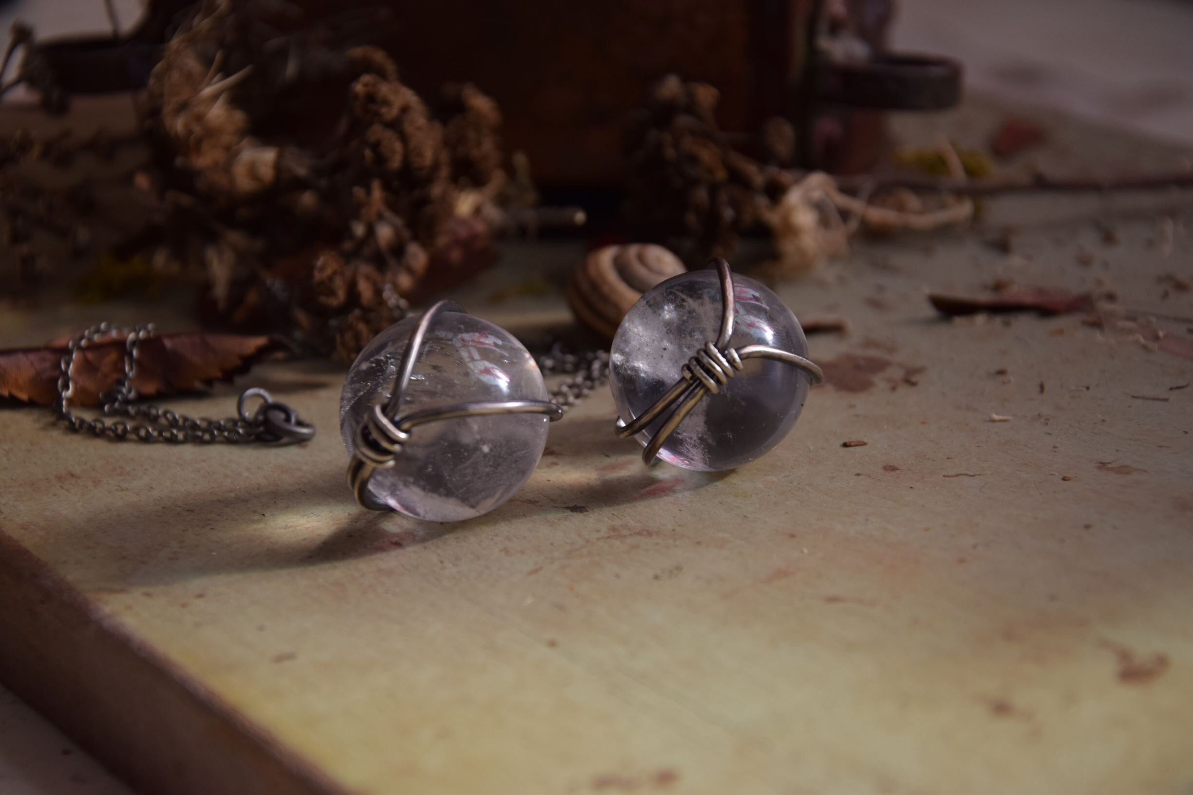 Sterling Silver Quartz Sphere Oracle Necklace