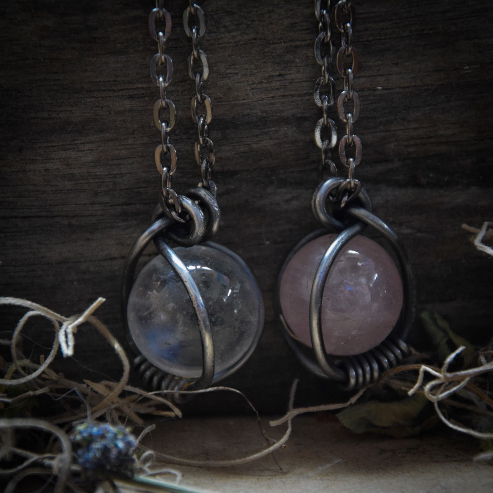 Mini Rose Quartz or Quartz Oracle Necklace