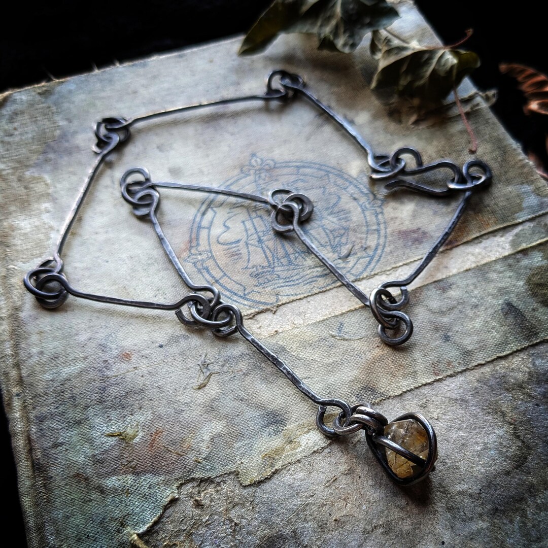 Herkimer Diamond Necklace iron Jewelry whimsigoth gothic dark ...