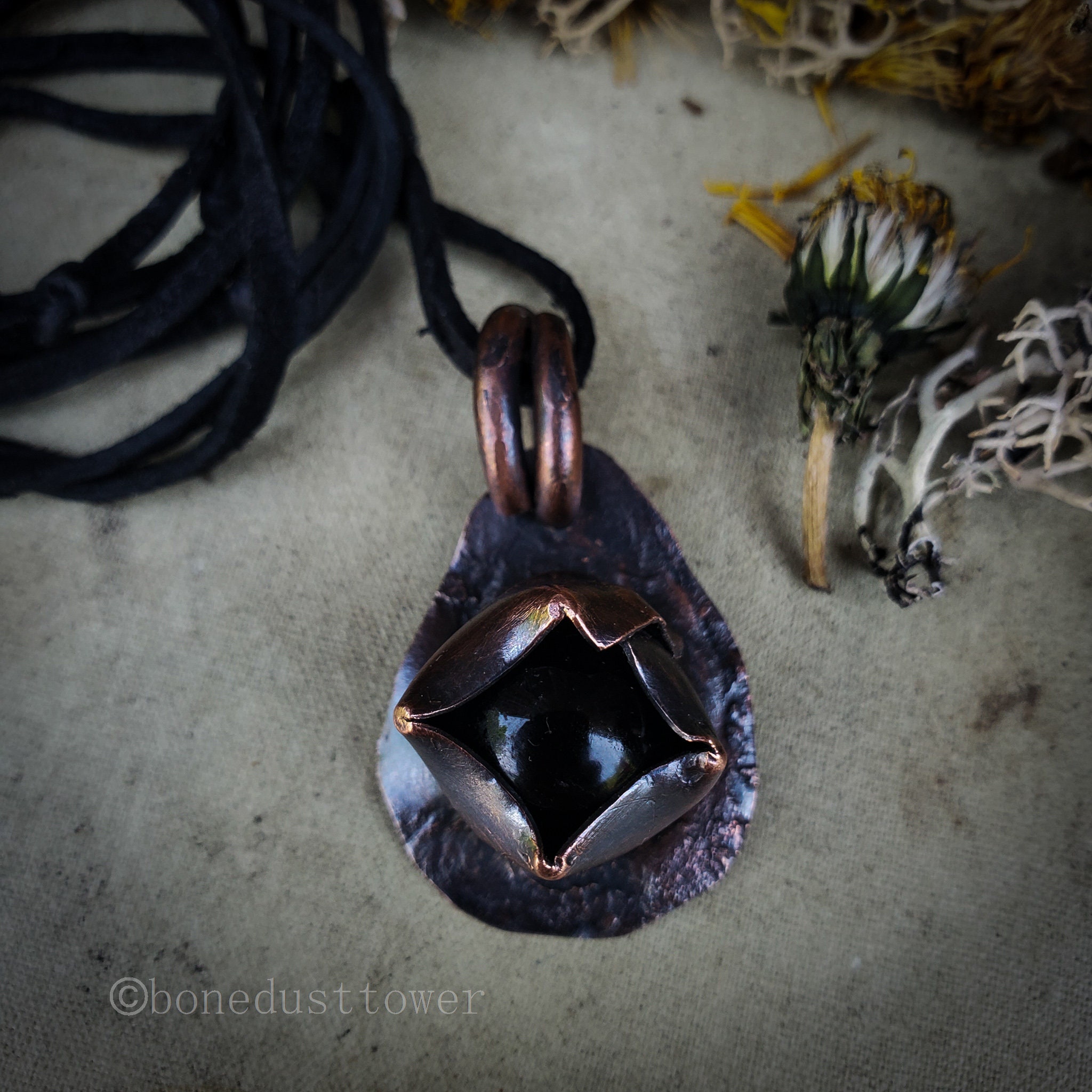 Obsidian & Copper Statement Necklace *witch jewelry *fae aesthetic ...
