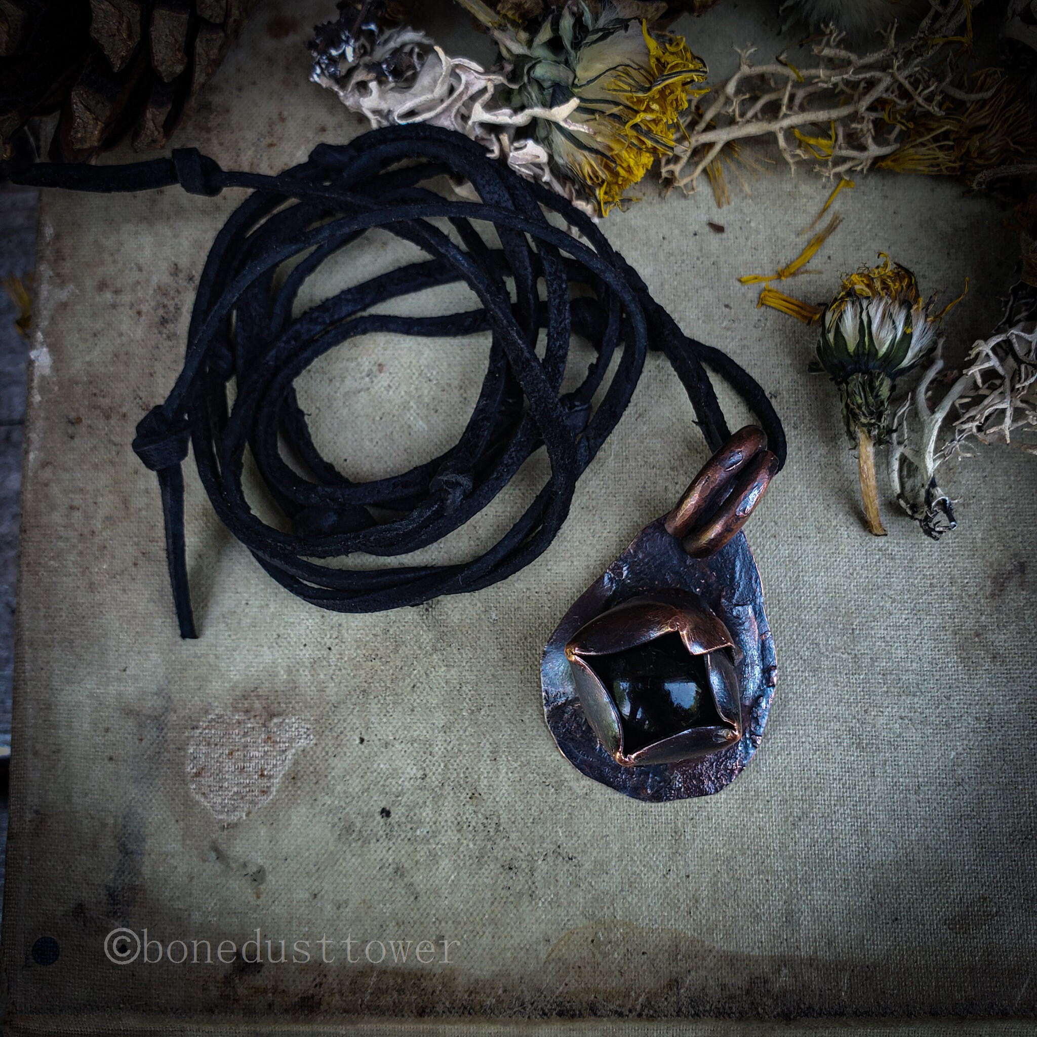 Obsidian & Copper Statement Necklace *witch jewelry *fae aesthetic ...