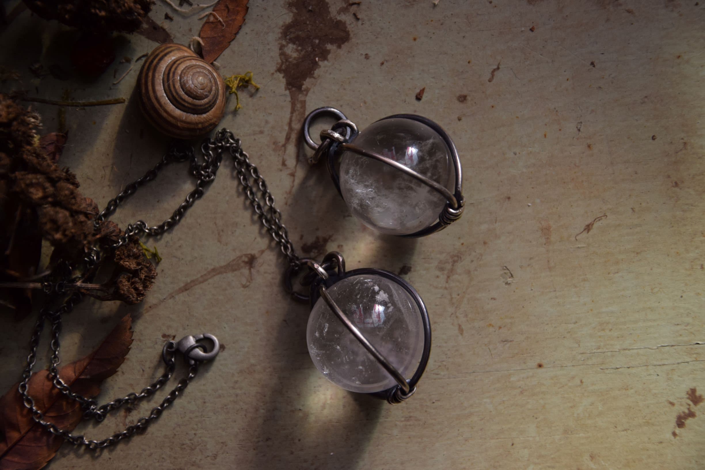 Sterling Silver Quartz Sphere Oracle Necklace