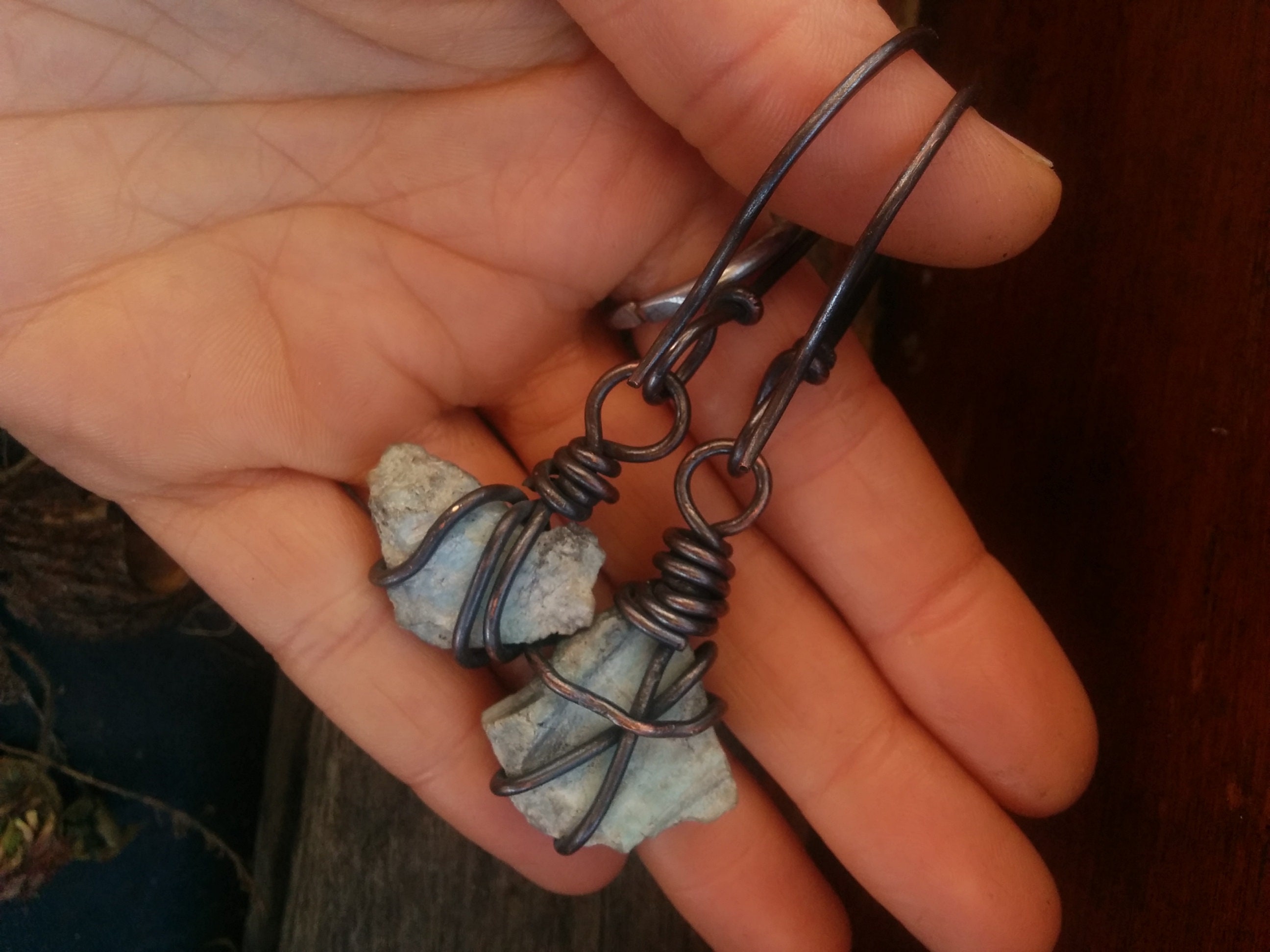 14g Larimar Copper Ear Weights *ear hangers *earweights *pagan jewelry ...