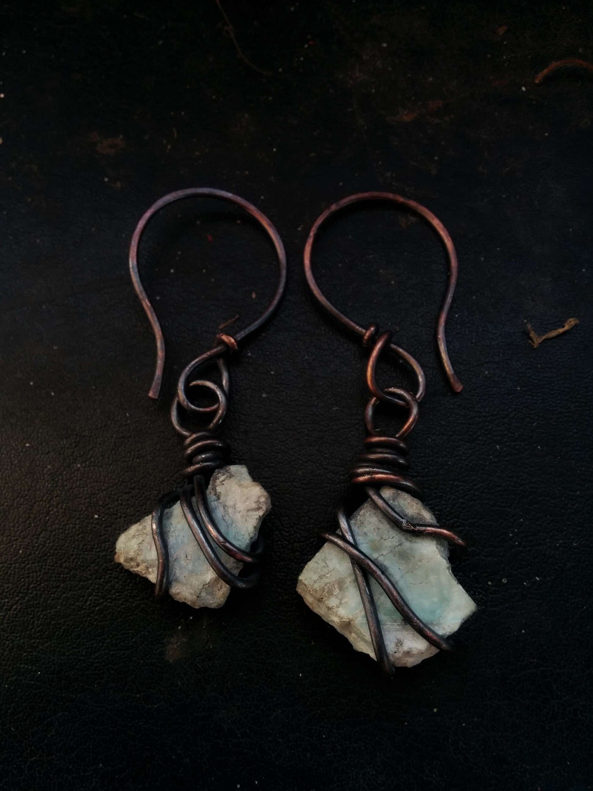 14g Larimar Copper Ear Weights *ear hangers *earweights *pagan jewelry ...