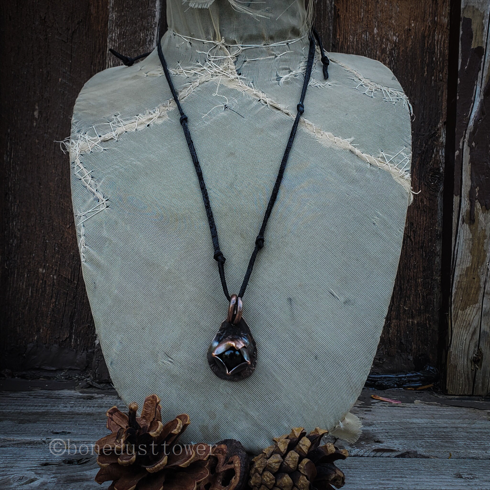 Obsidian & Copper Statement Necklace *witch jewelry *fae aesthetic ...