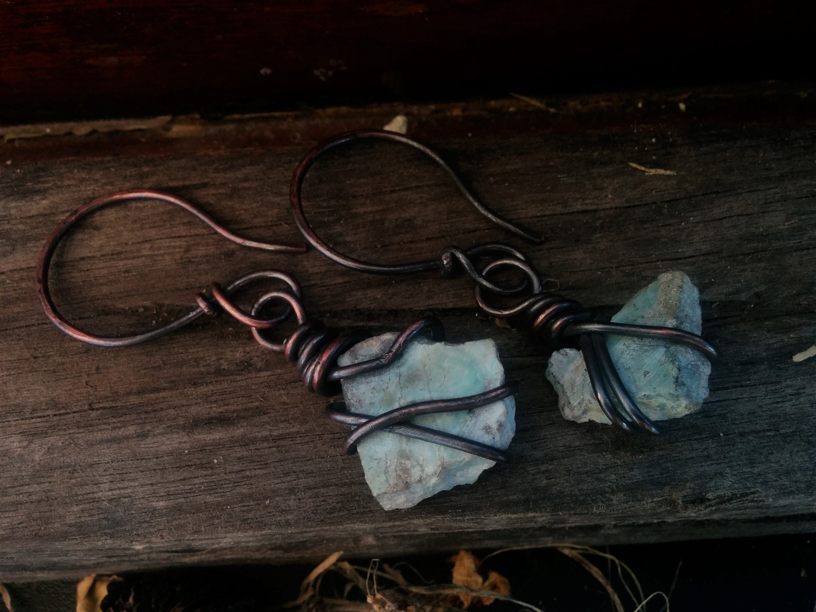 14g Larimar Copper Ear Weights *ear hangers *earweights *pagan jewelry ...