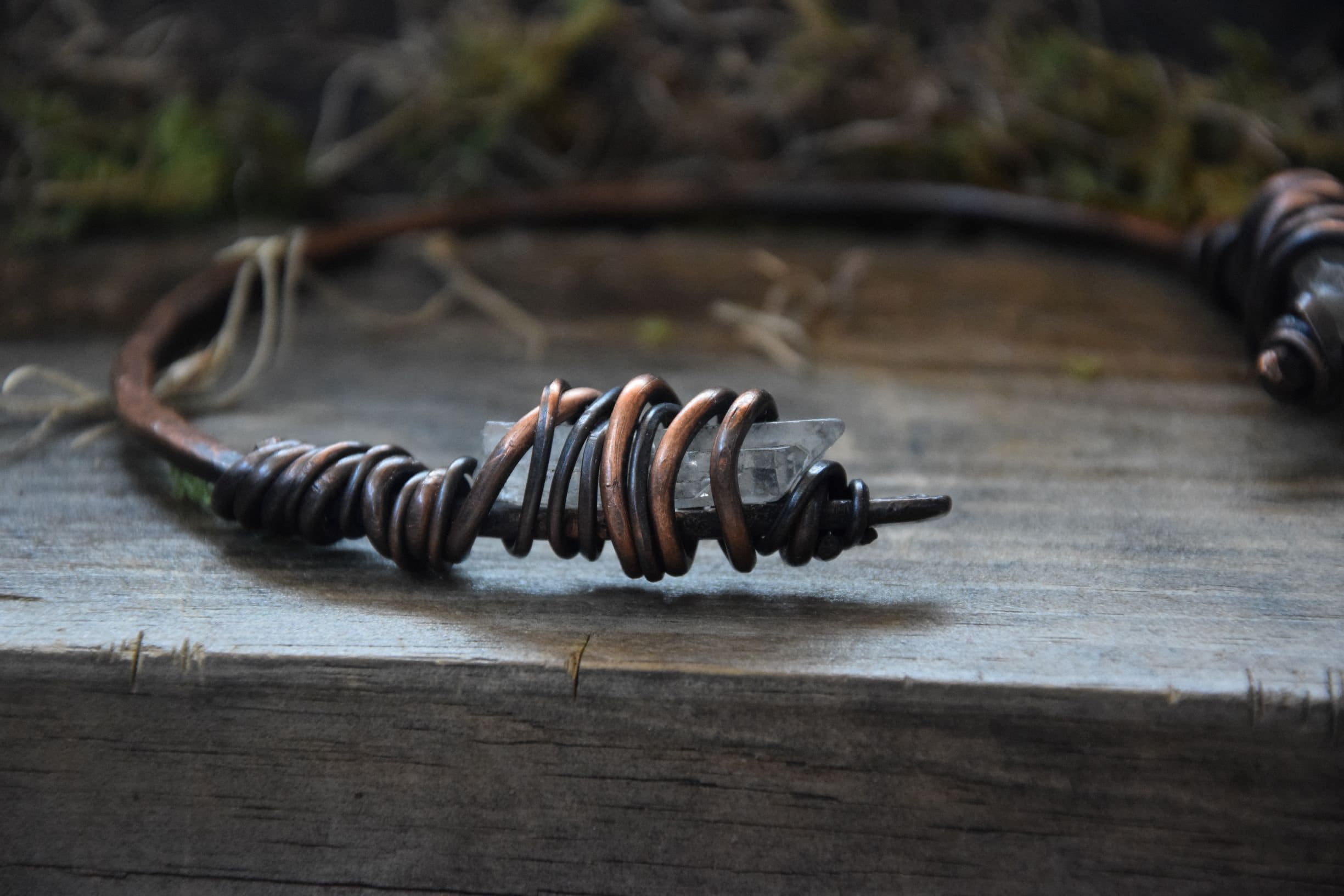 Quartz Point & Copper Neck Cuff