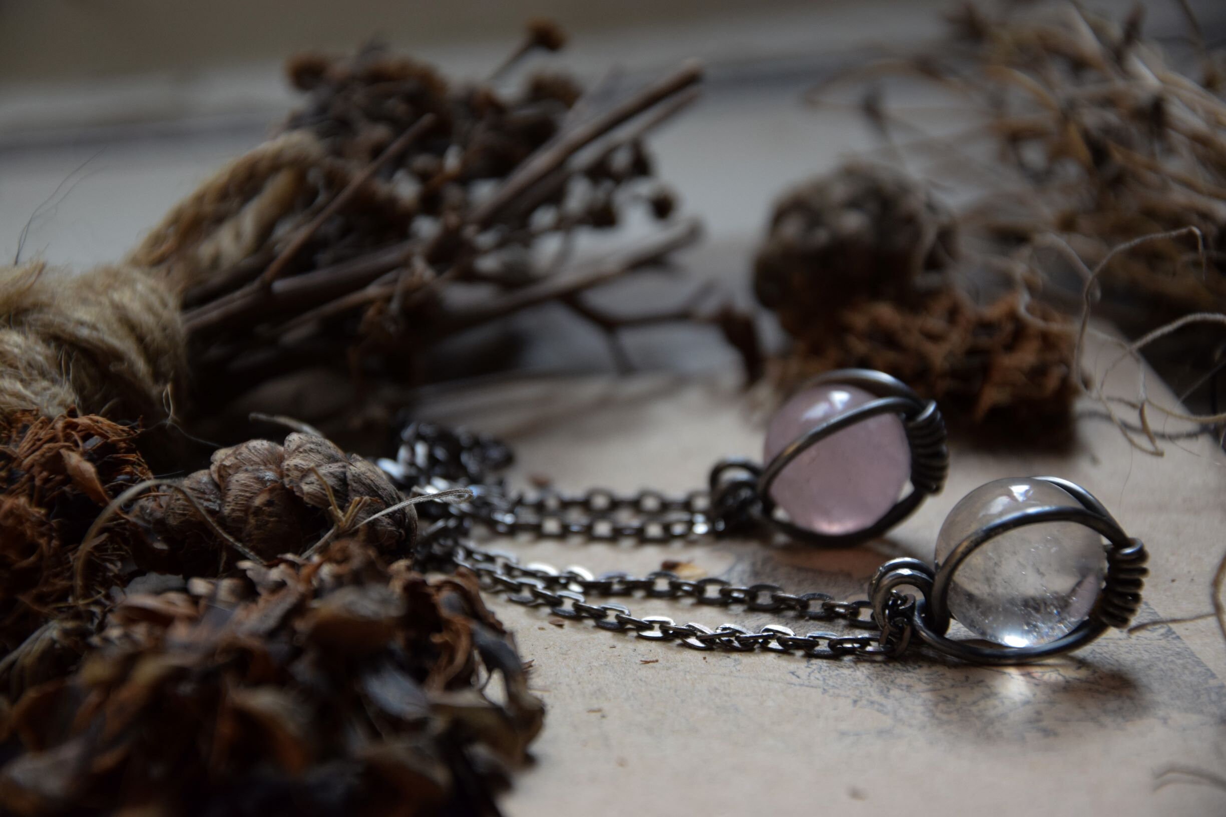 Mini Rose Quartz or Quartz Oracle Necklace