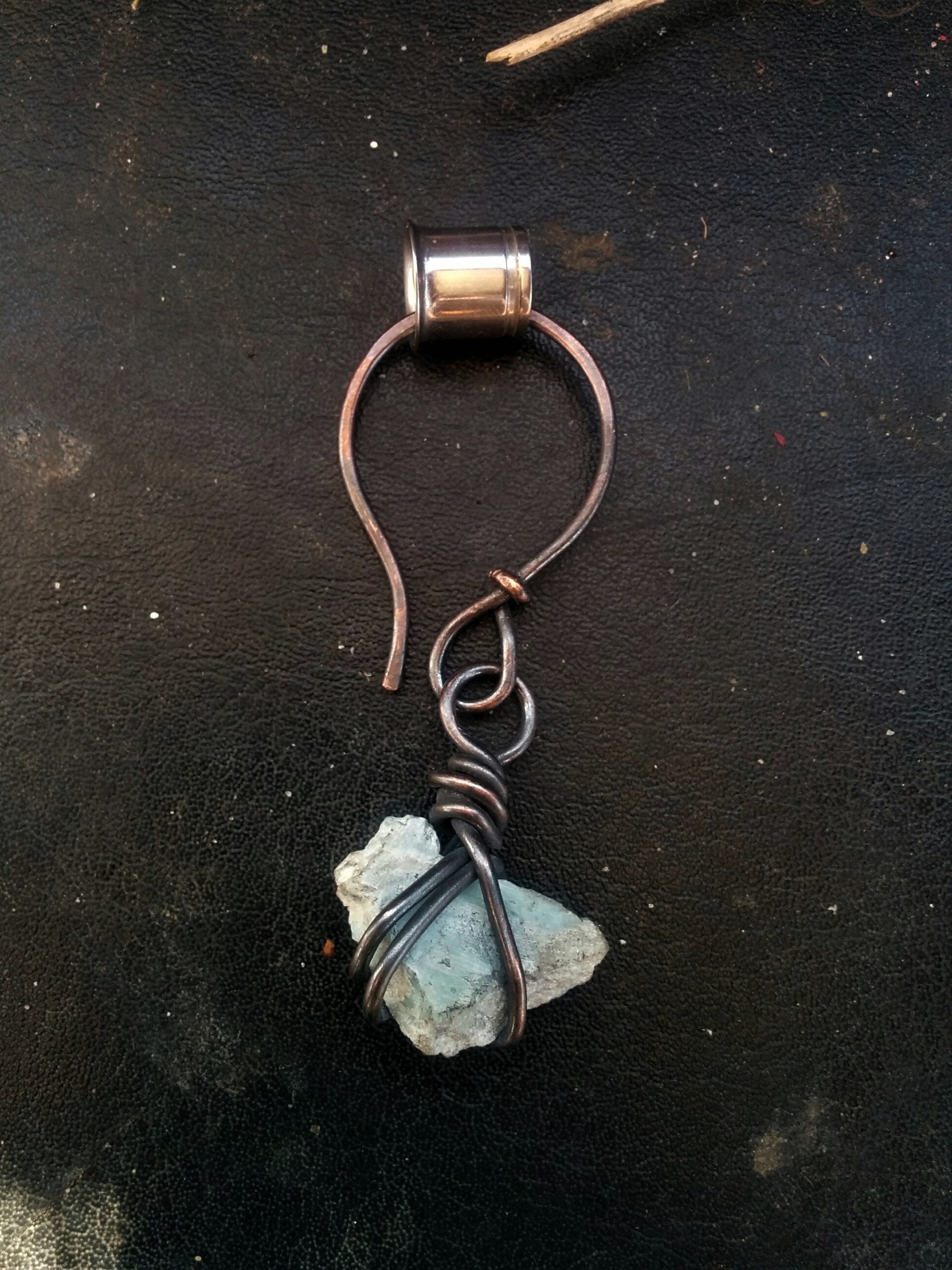 14g Larimar Copper Ear Weights *ear hangers *earweights *pagan jewelry ...