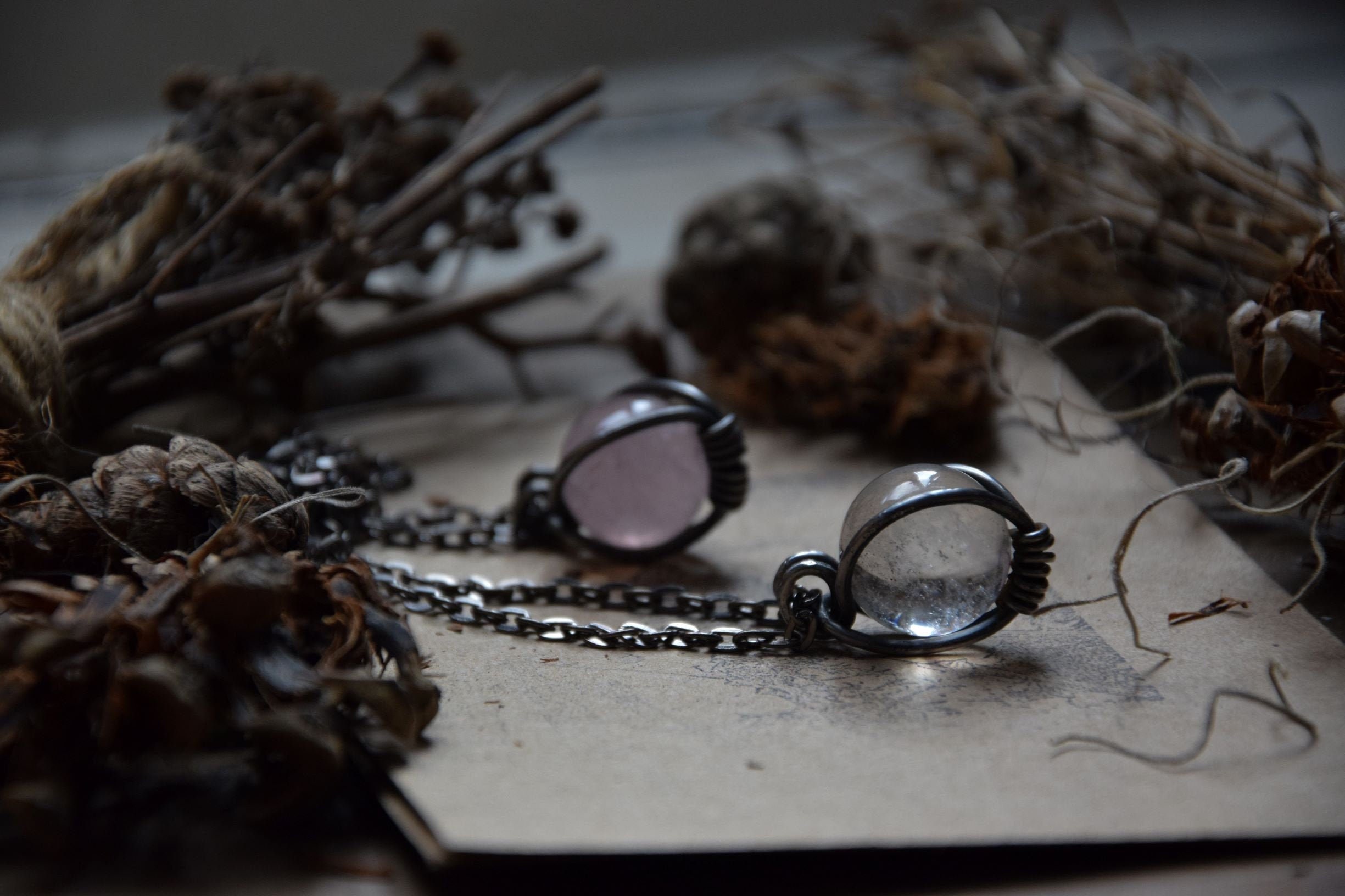 Mini Rose Quartz or Quartz Oracle Necklace