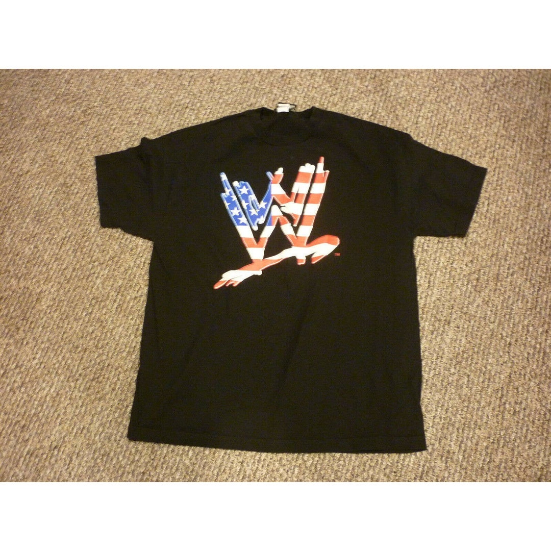 2002 WWE Scratch Logo T Shirt American Flag USA Mens Xl Xlarge - Etsy