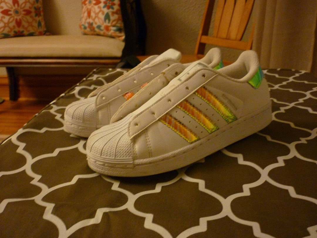 Adidas Superstar Junior Zebra Iridescent Size 3Y PCI 789002 No - Etsy