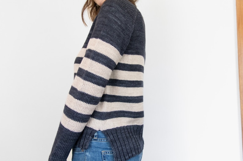 Womens Striped Raglan Sweater Knitting Pattern // Thun // - Etsy