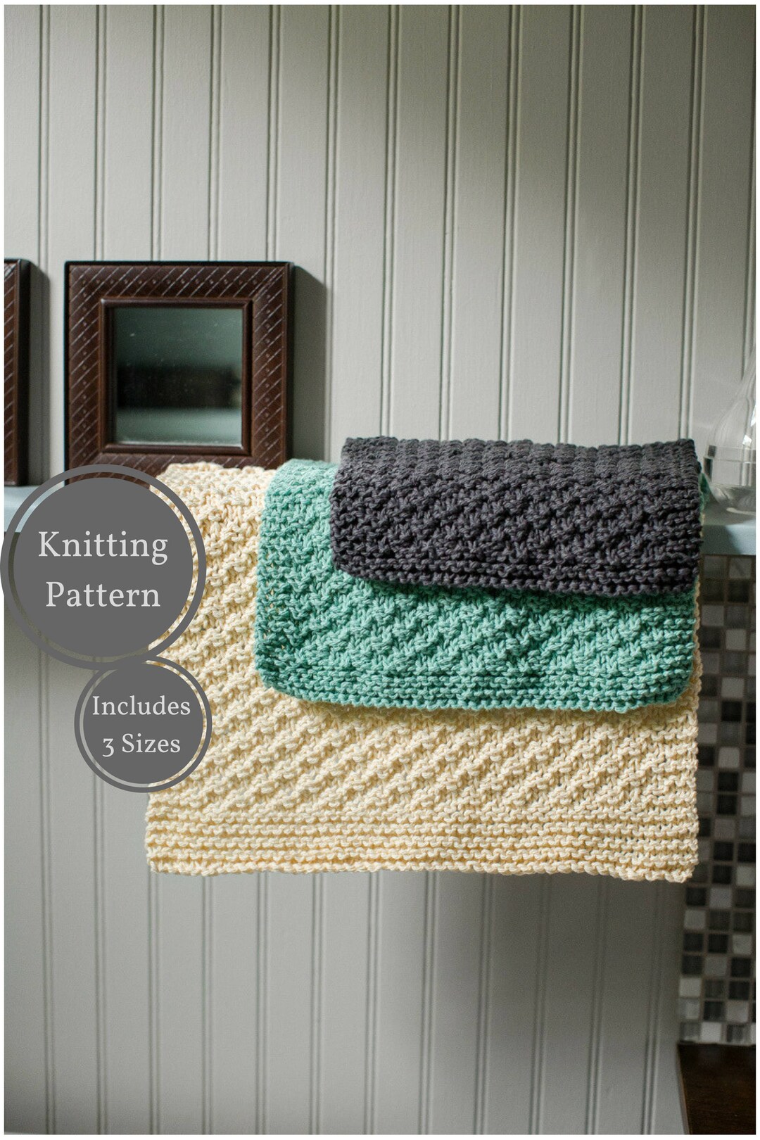 KNITTING PATTERN // Textured Washcloth Knitting Pattern // Easy Knit ...