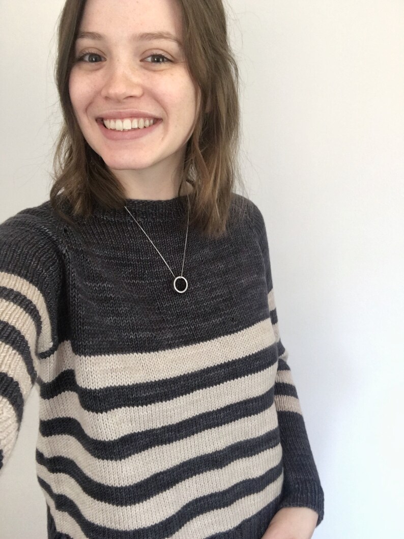 Womens Striped Raglan Sweater Knitting Pattern // Thun // - Etsy