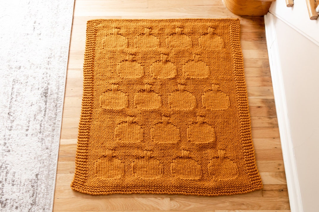 KNITTING PATTERN // Chunky Knit Pumpkin Throw Blanket // Super Bulky ...
