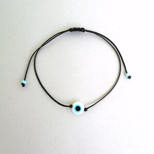 White Eye Bead Black String Bracelet Mens Evil Eye Bracelet - Etsy