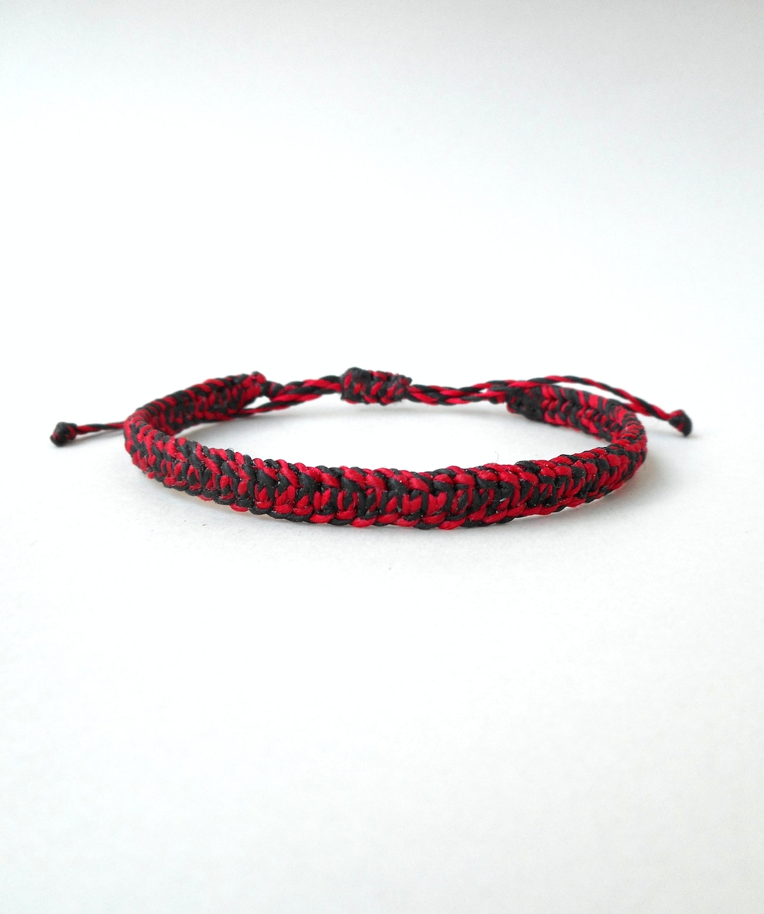 Black & Red Macrame Bracelet: Waxed Polyester Cord, Surfer Style, Water ...