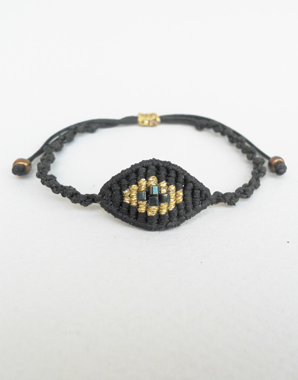 Evil eye beaded macrame braceletAdjustableSmall eyeGood | Etsy