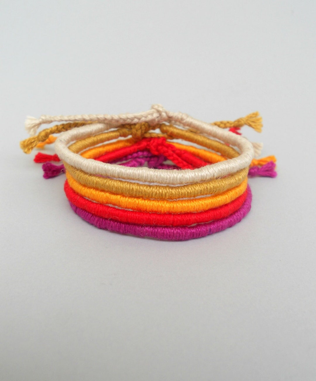 Colorful Cotton Friendship Bracelet: Ombre Stacking Boho Jewelry ...