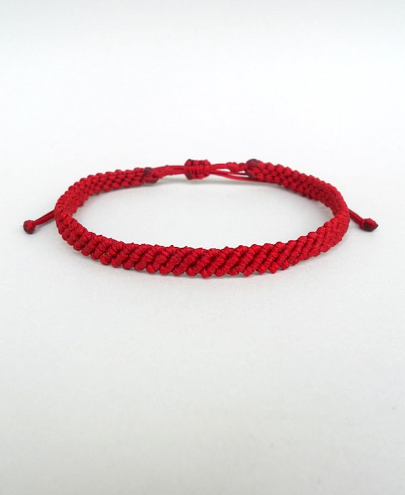 Red Macrame Wristband Kabbalah Bracelet Minimal Unisex | Etsy